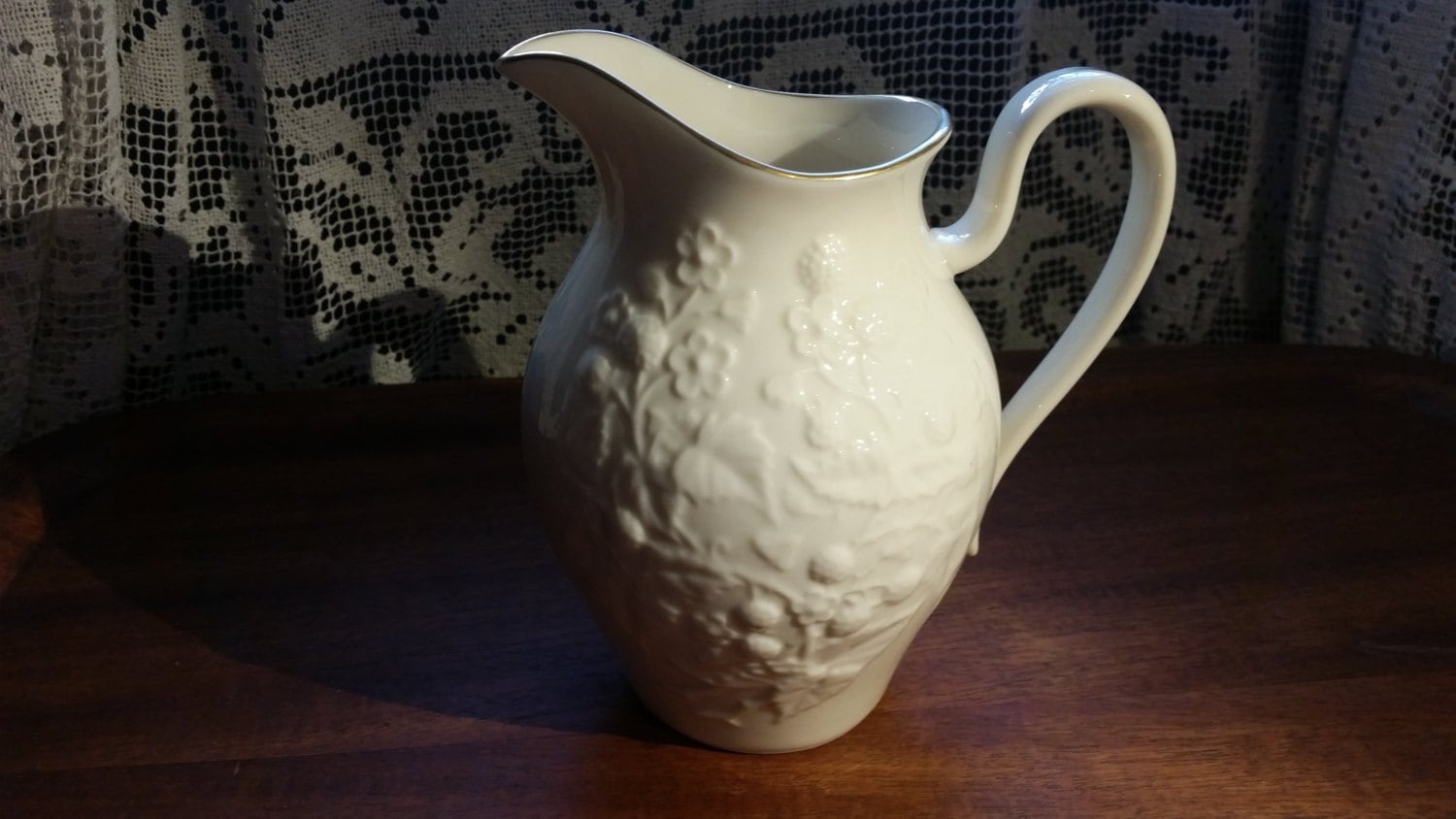 Lenox Pitcher Blackberry Pattern Vintage Ivory Colored Bone China FREE ...