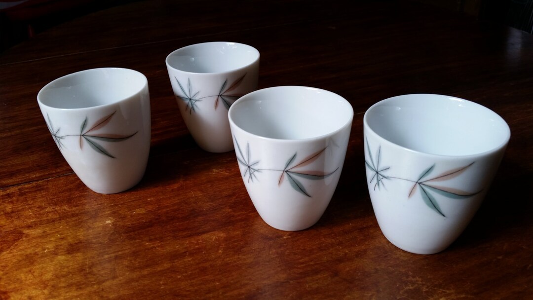 Sake Cups Set of 4 Wako Japan Mid Century Leaves Tea Cups Vintage FREE ...