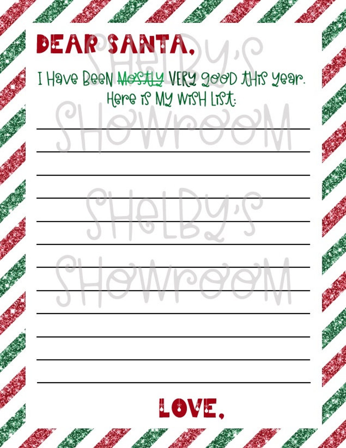 Letter to Santa Template Wishlist for Santa Wish List for - Etsy