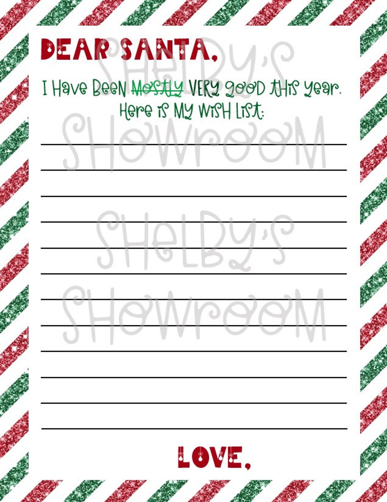 Letter to Santa Template Wishlist for Santa Wish List for - Etsy