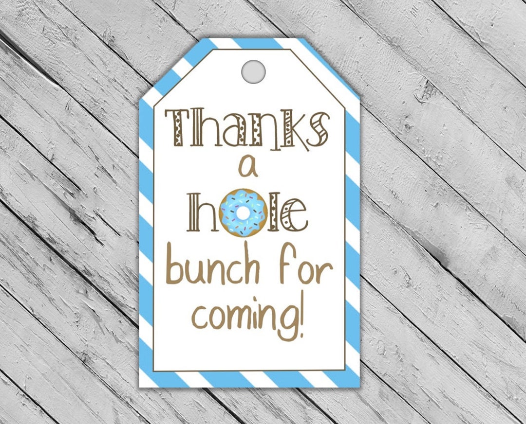 Donut Party Thank You Tags, Thanks a Hole Bunch for Coming Thank You ...