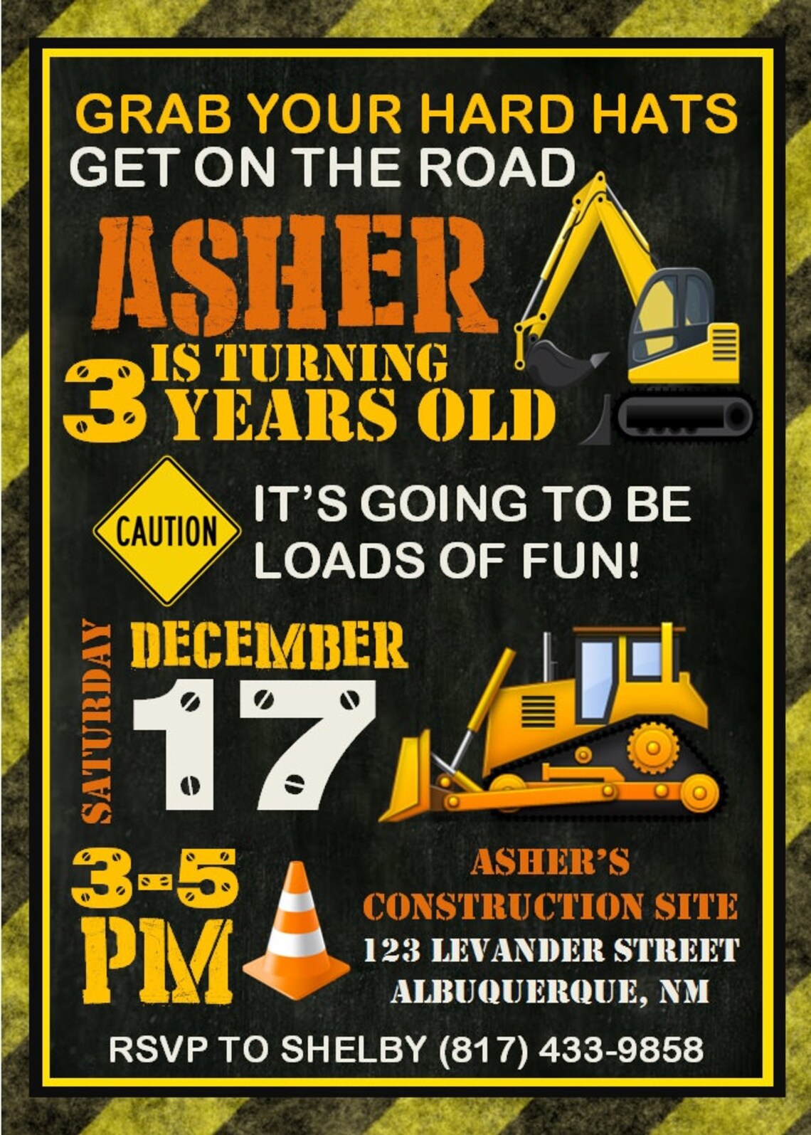 Construction Party Invitation Construction Birthday - Etsy