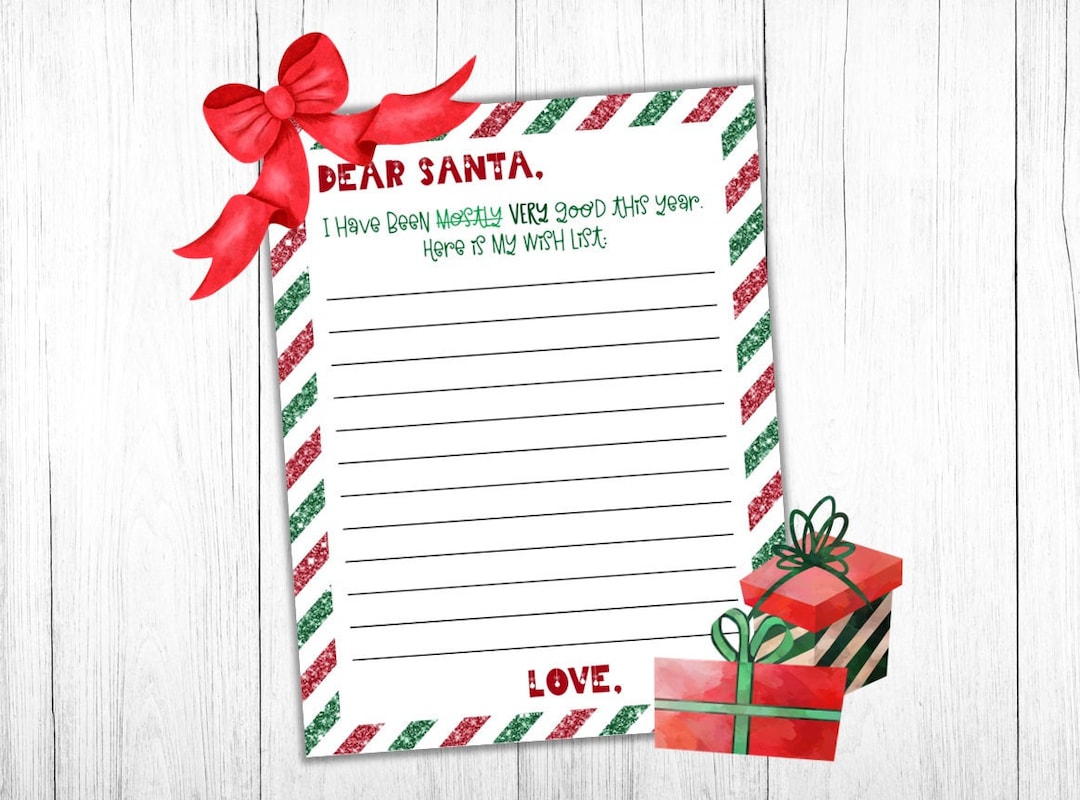 Letter to Santa Template, Wishlist for Santa, Wish List for Santa, Dear ...