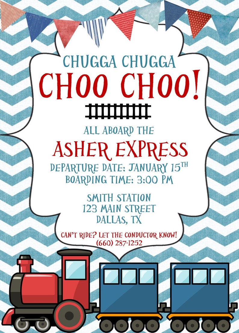 All Aboard the Birthday Express Train Invitation Train - Etsy