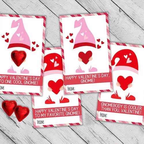 Valentines Day Cards for Kids Gnome Valentine Card Printable - Etsy