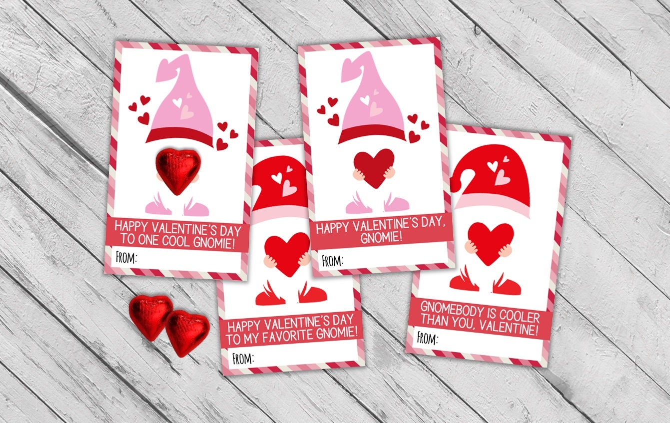 Gnome Valentine Printable Gnome Valentine Fun Valentines for | Etsy