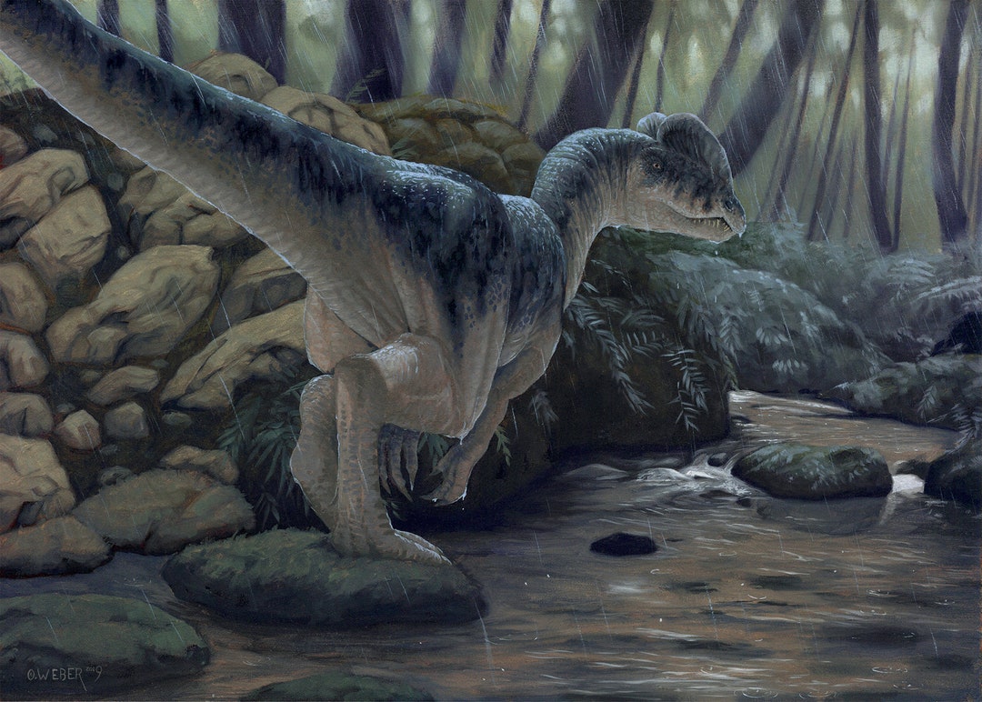 Dilophosaurus Print: Archival Dinosaur Painting Reproduction - Etsy
