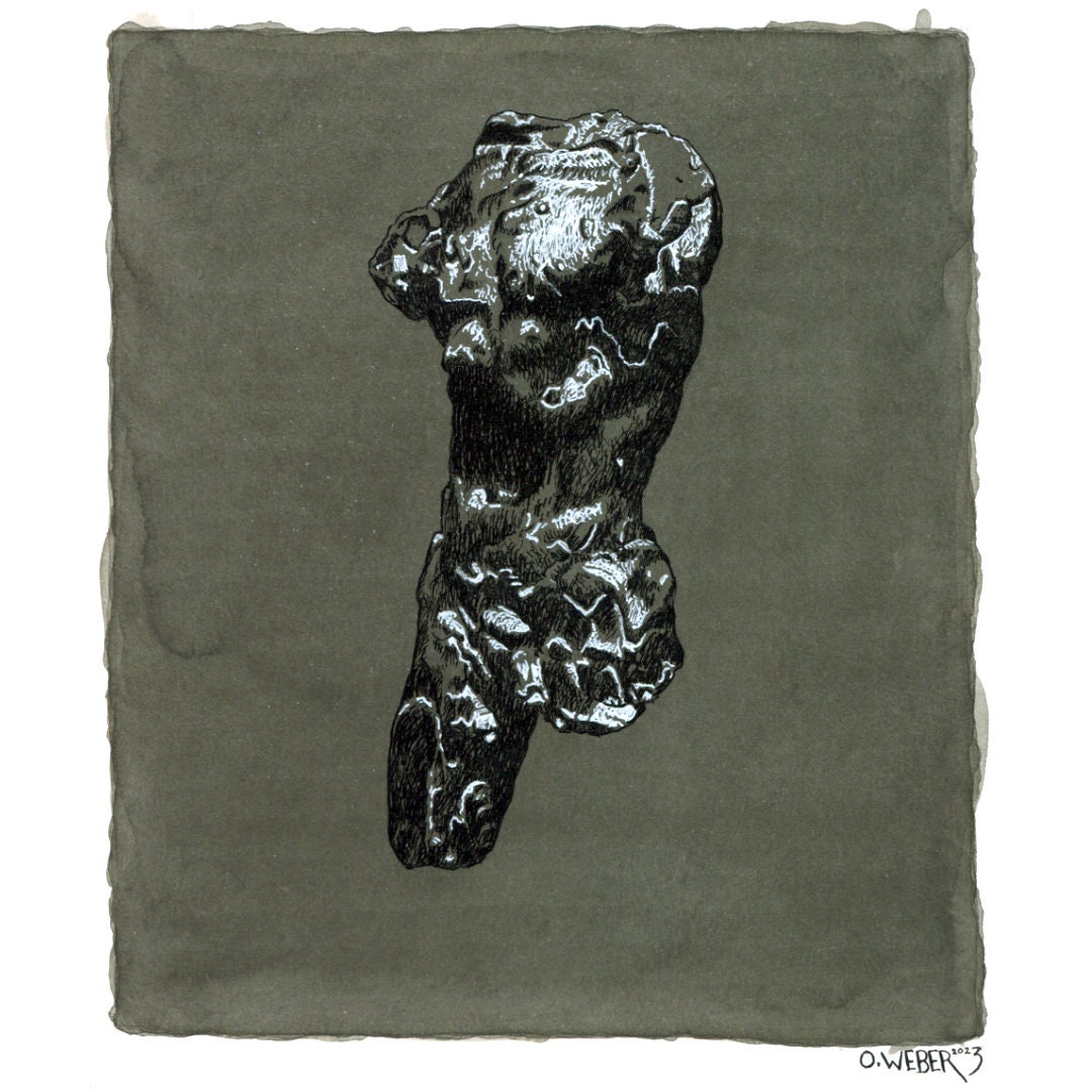 2023 October Ink Drawing Series - Rodin Torso - Etsy