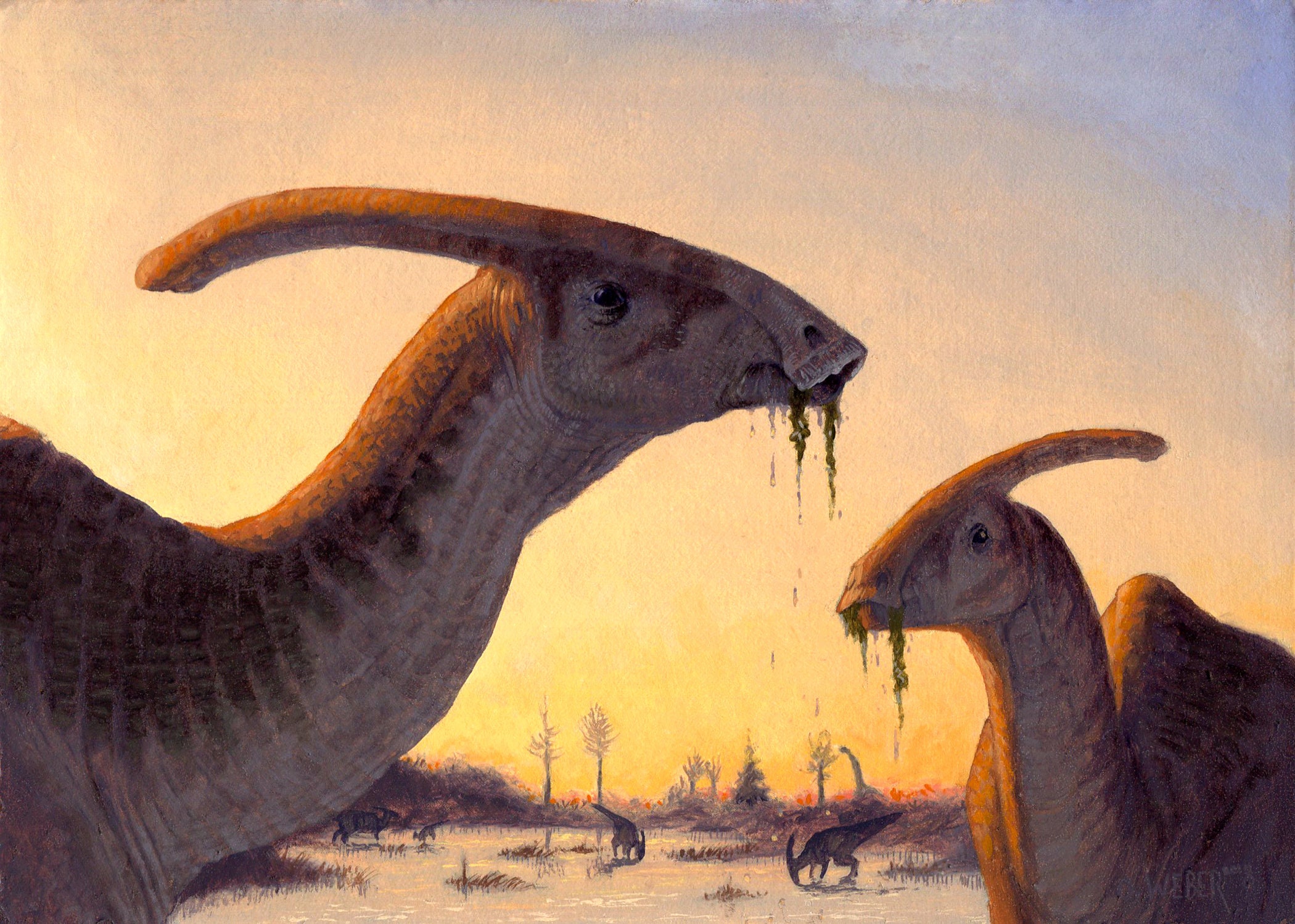 Parasaurolophus Print: Archival Dinosaur Art (7x5) - Etsy
