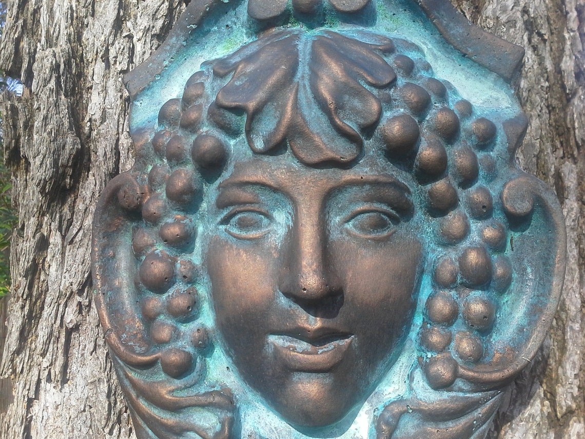 Greenlady face wine Goddess Garden gate door wall or fence | Etsy