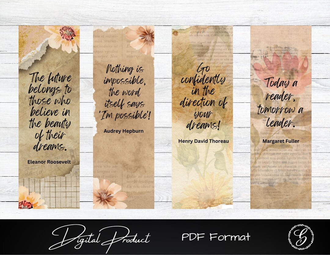 Digital Inspirational and Motivational Bookmarks | Set of 4 - Etsy
