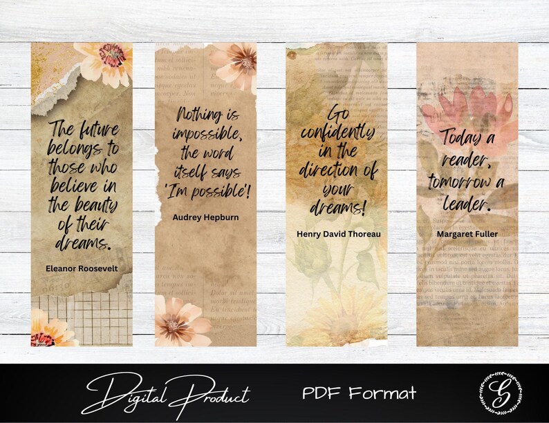 Digital Inspirational and Motivational Bookmarks | Set of 4 - Etsy