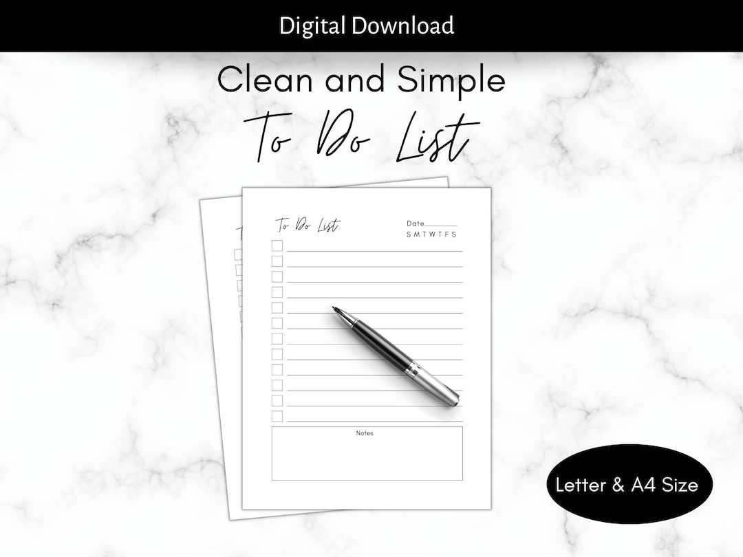 Simple To-do List Printable: US Letter & A4 (digital Download) - Etsy