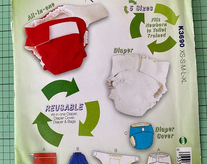 OOP KWIK SEW Reusable Cloth Diapers in 5 Sizes, Diaper Cover, Insert ...