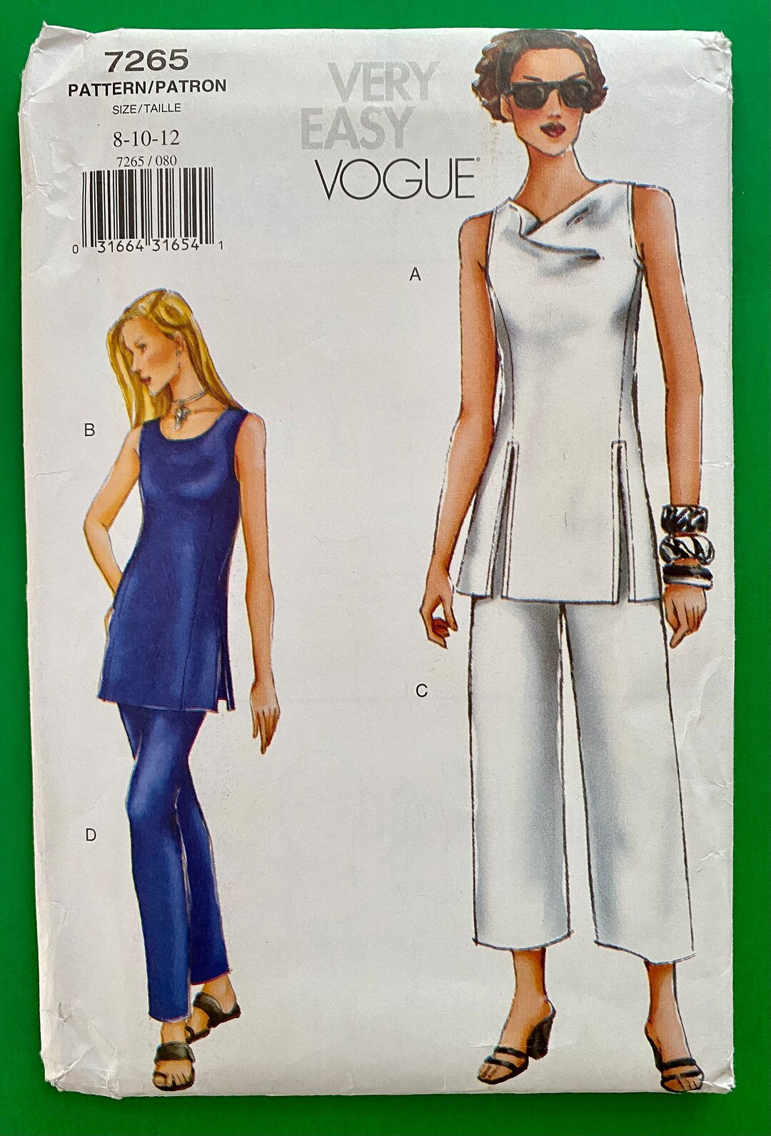 Vintage Very Easy Vogue Semi-fitted Sleeveless Tunic Top W Neckline ...