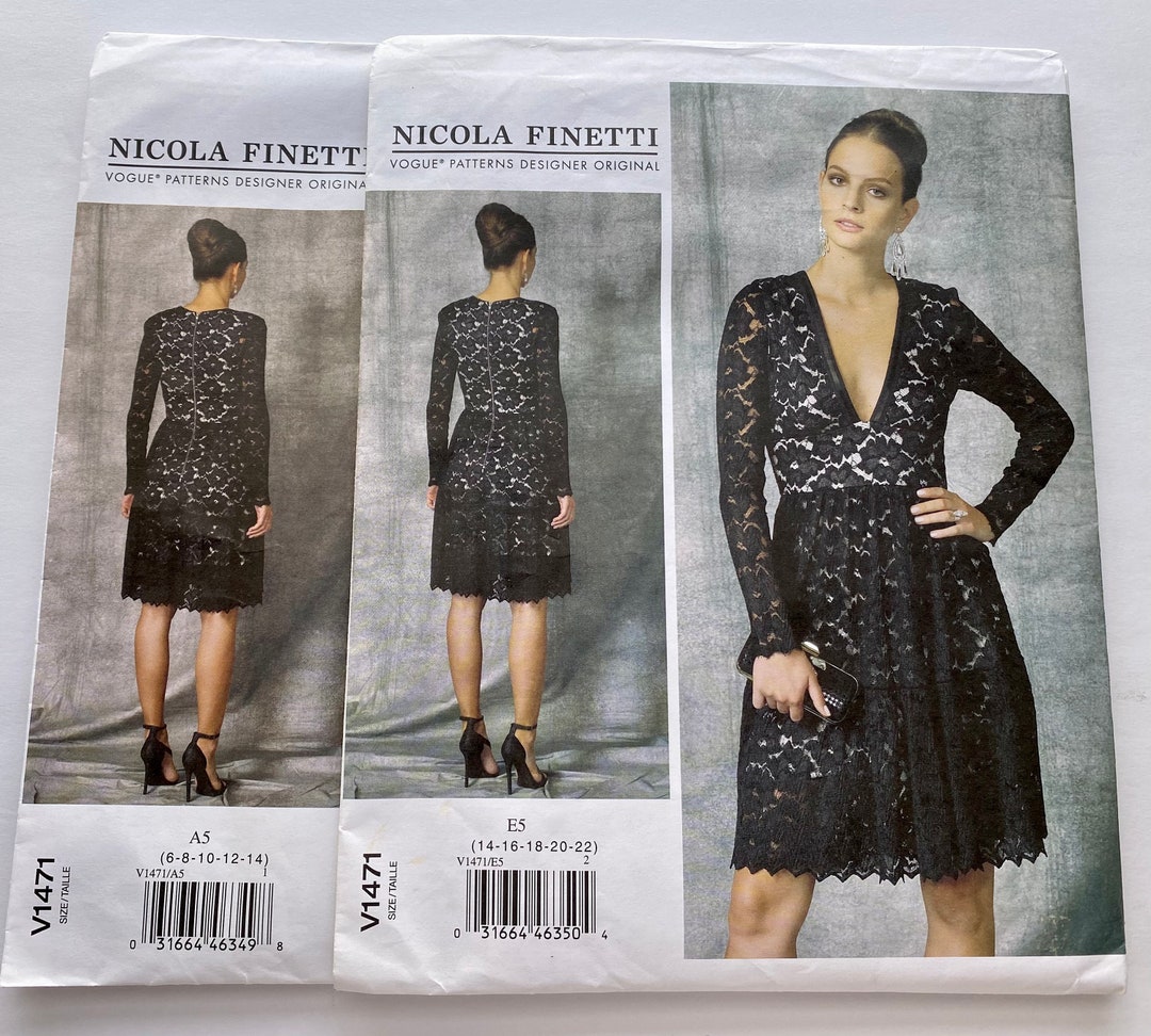 Vogue Patterns Designer Original Nicola Finetti V-neck Lined Dress ...