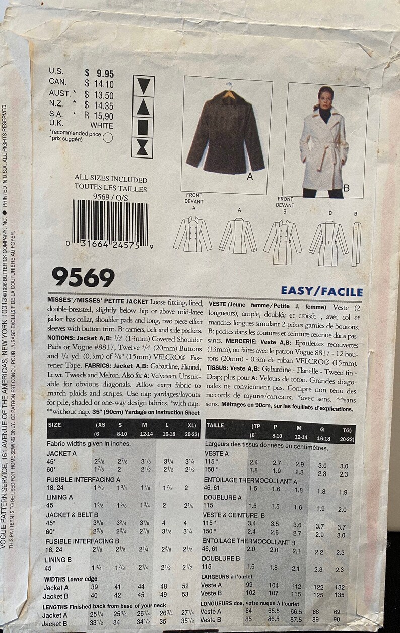 RARE Vintage Vogue Elements Short Wrap Coat and Below Hip Double ...