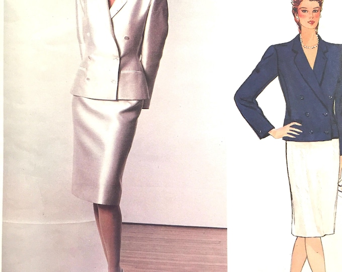 Vogue Bill Blass Misses' Suit Double Breasted Jacket With Welt Pockets ...