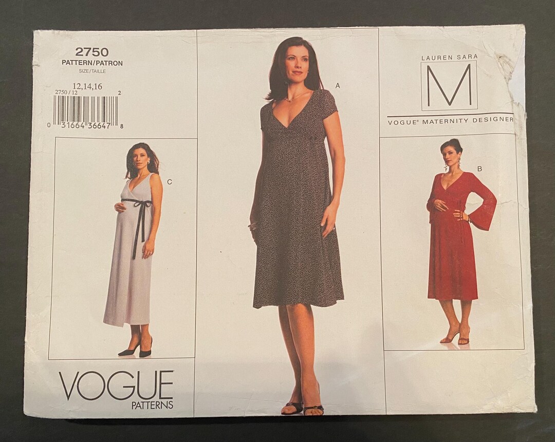 Vogue Lauren Sara Maternity Design Semi-fitted Wrap Dress, Length ...