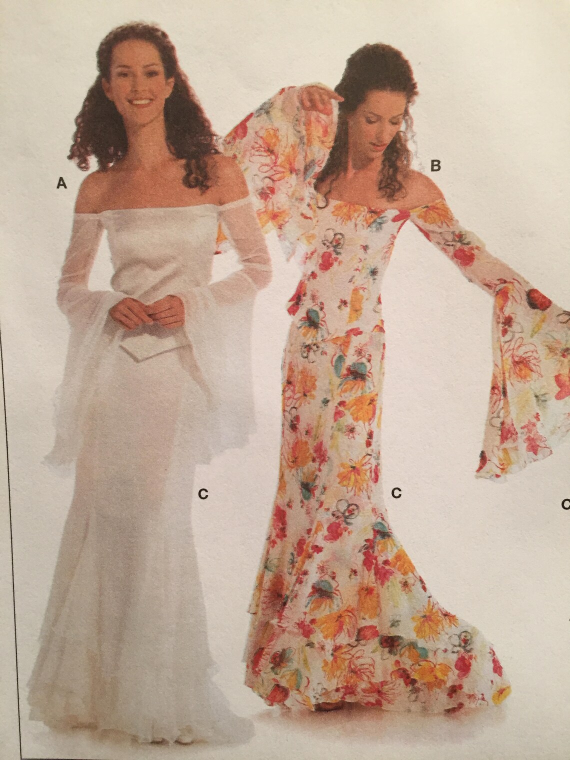 Burda Wedding/evening Gown off Shoulder Corset Top W Trumpet Sleeves ...