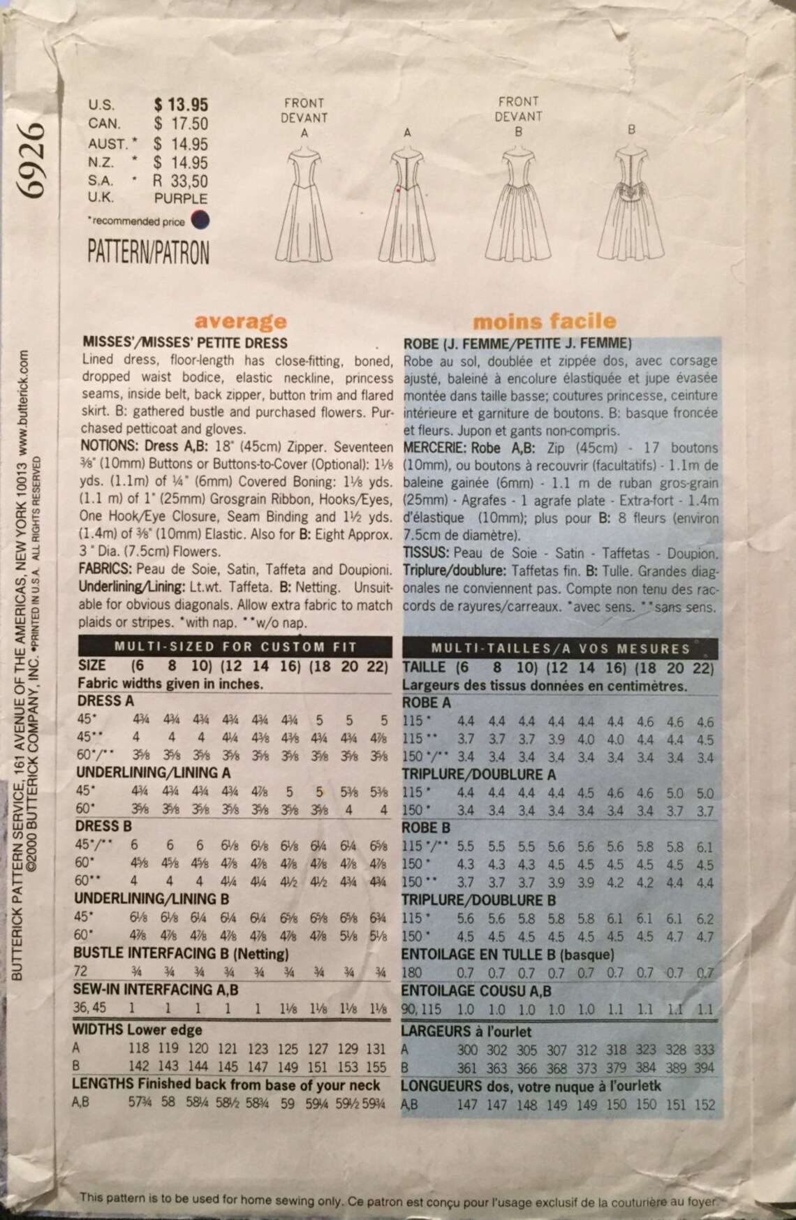 RARE Butterick Wedding Gown off Shoulder Sleeveless, Basque Waist ...