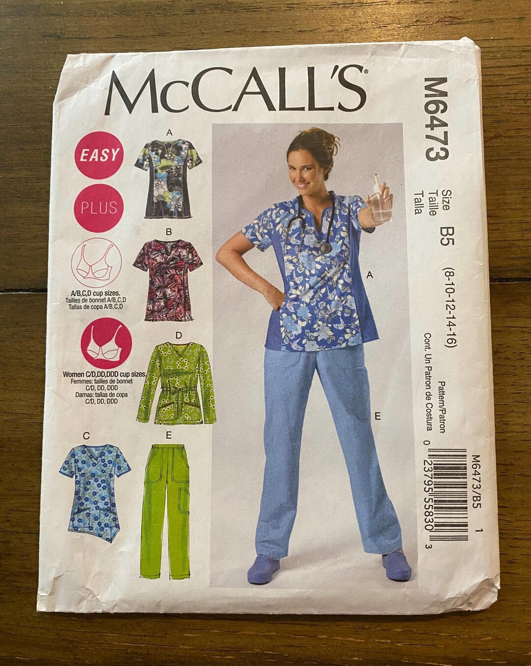 Mccall’s Easy Plus Uniform Tops and Pants 4 Options for Tops and Pullon ...