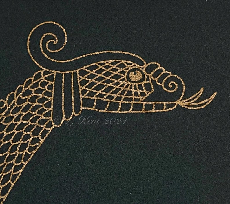 Ishtar Gate Dragon - Mušḫuššu - Golden Risograph Print (~5x7 ...