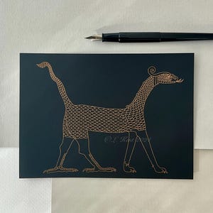 Ishtar Gate Dragon - Mušḫuššu - Golden Risograph Print (~5x7 ...