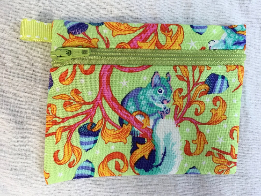 Squirrel Flat Zipper Coin Purse, Tula Coin Purse Credit Card Wallet ...