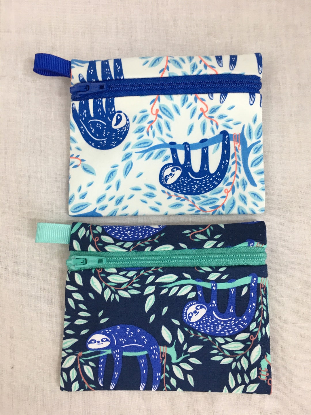 Sloth Flat Zipper Coin Purse, Credit Card Wallet, Earbud Pouch, Ipod ...