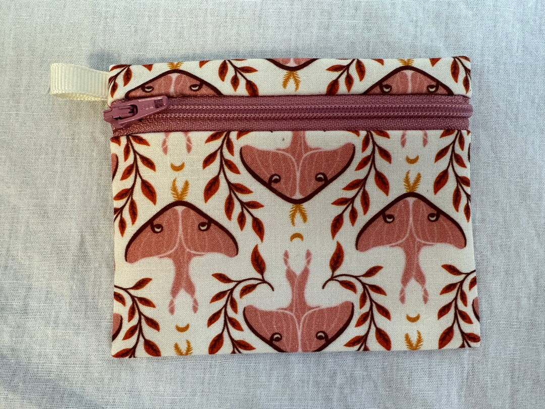Pink Swallowtail Moth Flat Zipper Coin Purse, Credit Card Wallet ...