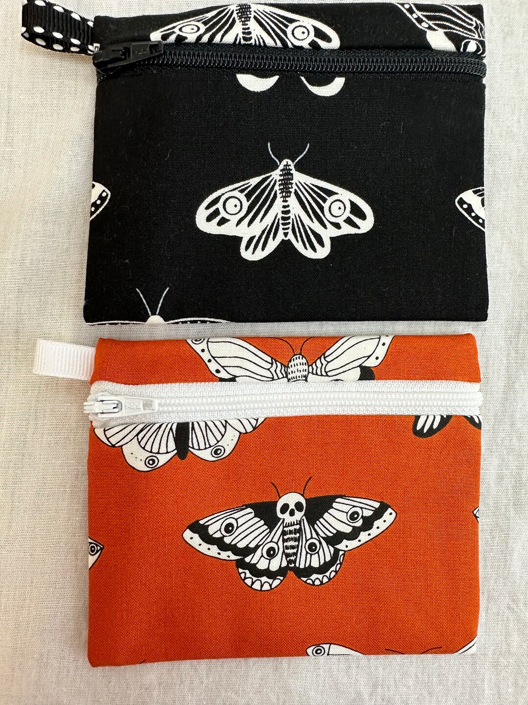 Dead Head Moth Flat Zipper Coin Purse, Business Card Case, Small Zipper ...