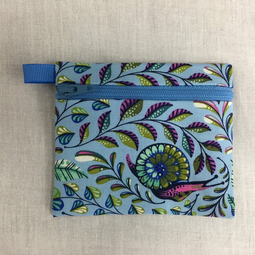 Tula Pink Cotton Snail Zipper Coin Purse, Billetera de tarjeta de ...