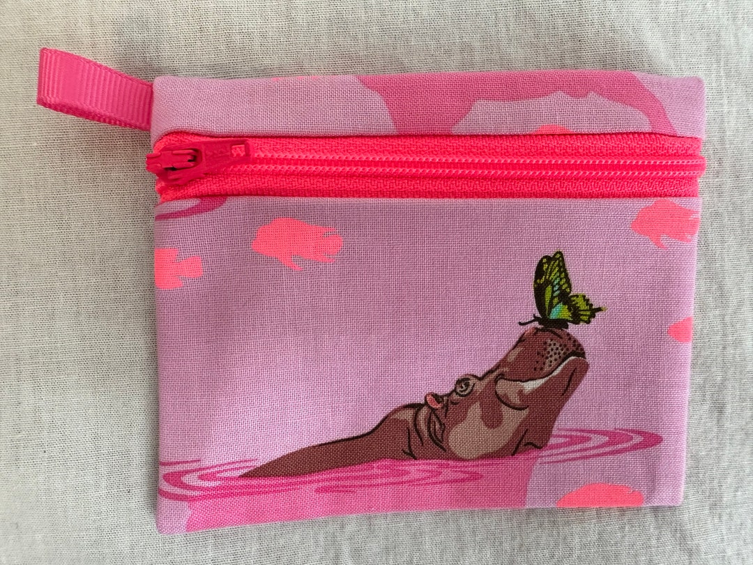 Tula Pink Hippo Flat Zipper Coin Purse, Credit Card Wallet, Business ...