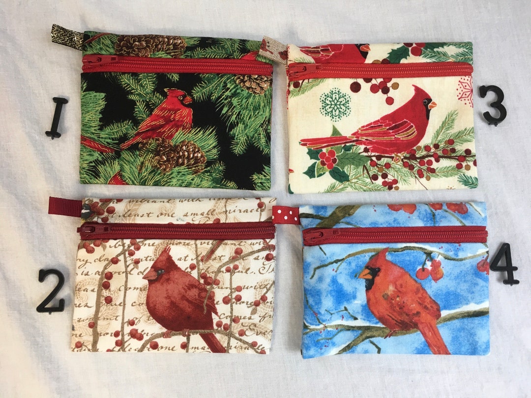Cardinal Bird Flat Zipper Coin Purse, Earbud Pouch, Credit Card Wallet ...
