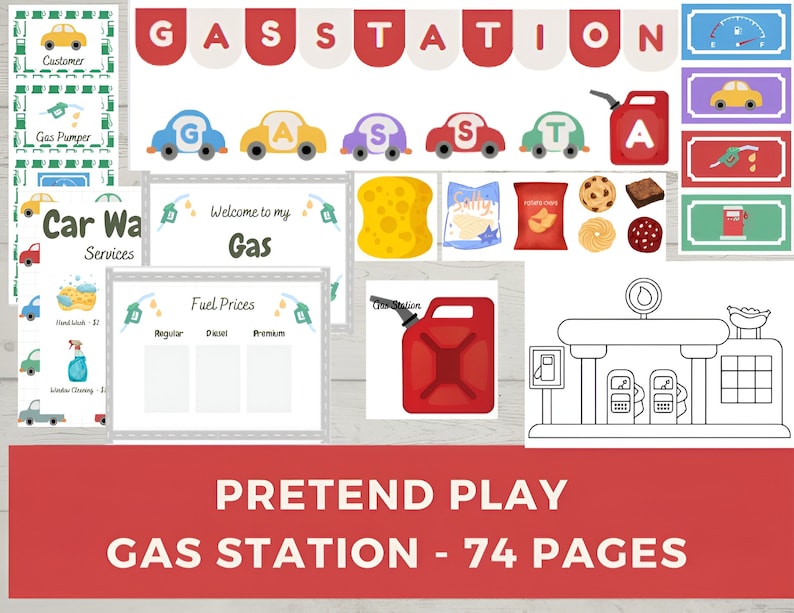 Pretend Play Gas Station Printable - Etsy