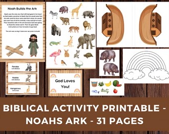 Noahs Ark Story Cards Christian Kid Bible Story Activity Printable ...