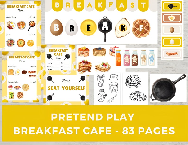 Pretend Play Breakfast Cafe Printable - Etsy