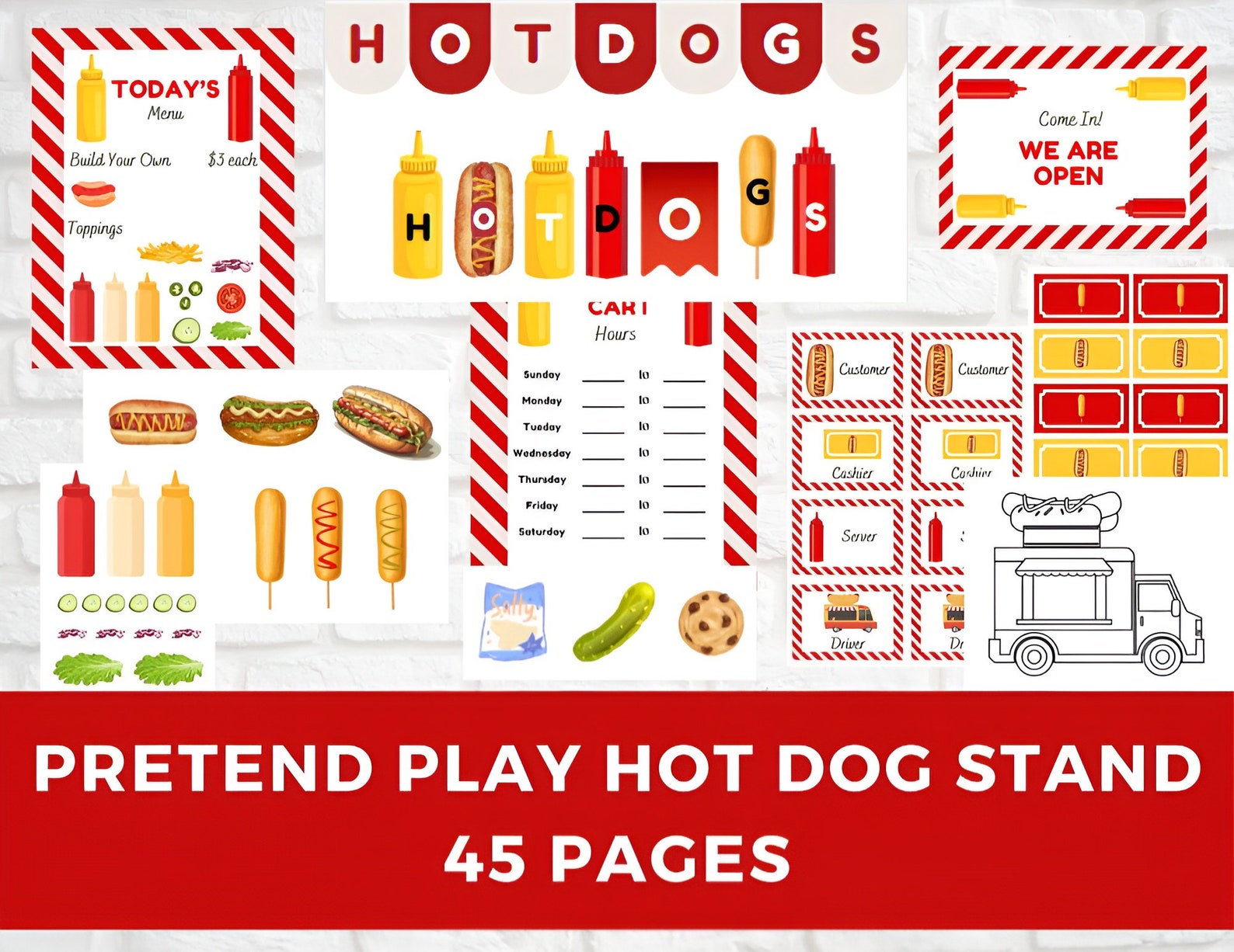 Pretend Play Hot Dog Stand Printable - Etsy
