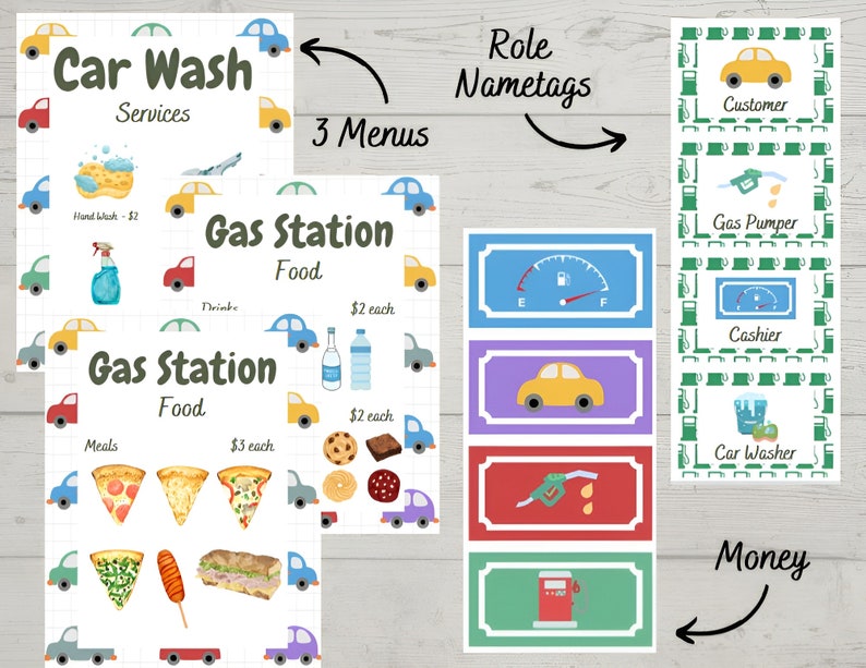 Pretend Play Gas Station Printable - Etsy