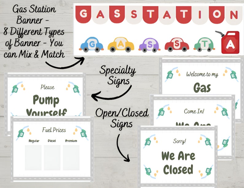 Pretend Play Gas Station Printable - Etsy