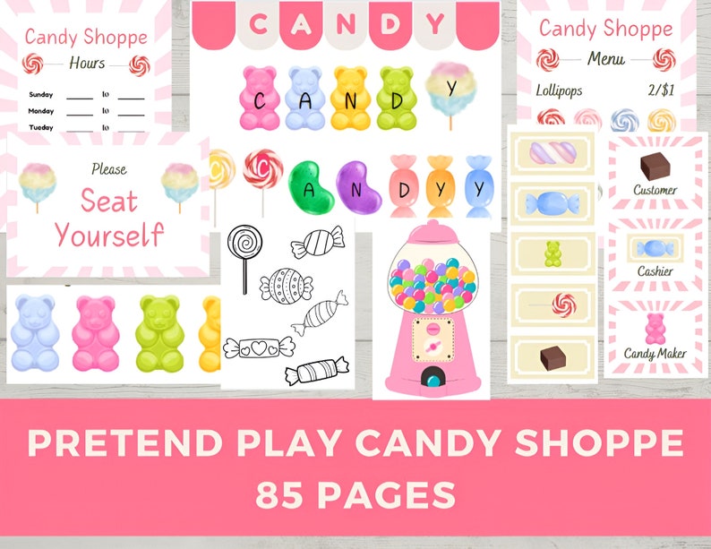 Pretend Play Candy Shoppe Printable - Etsy