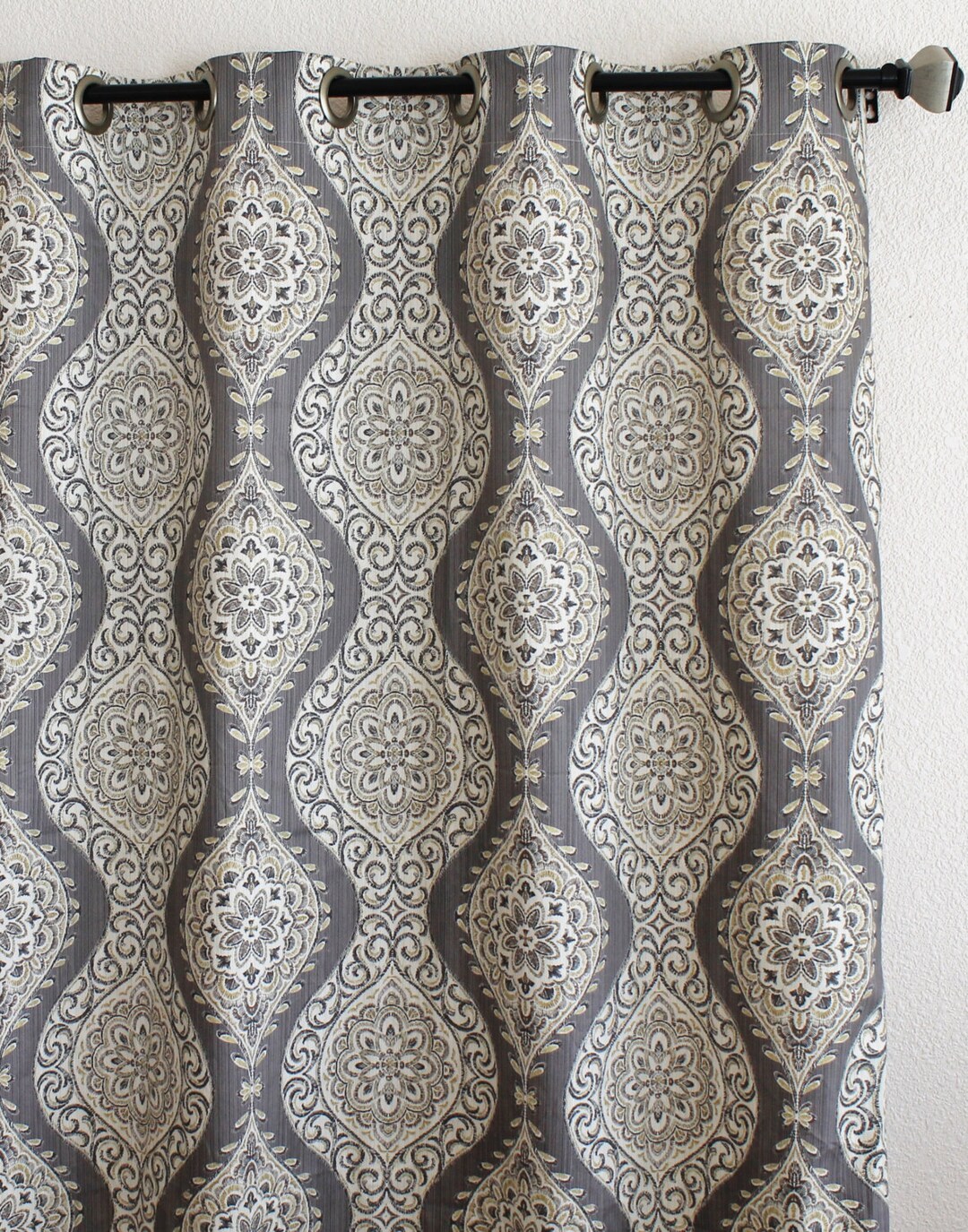 Pair 25 OR 50" Wide Waverly Moonlit Medallion Mineral Rod Panels Drapes Cafe Curtains Golden ...