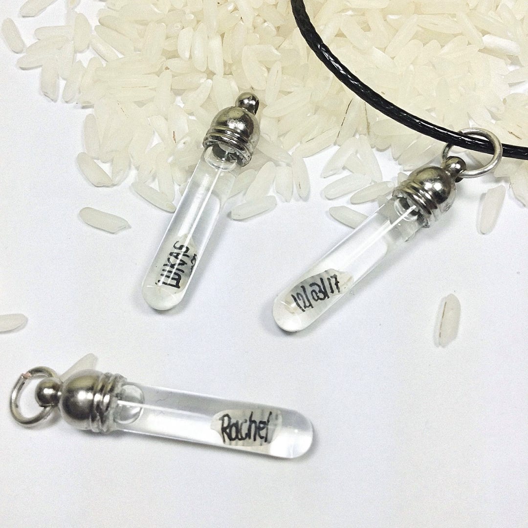3 Rice Grain Necklaces Name on Rice Personalized 3 Pieces Special Price ...