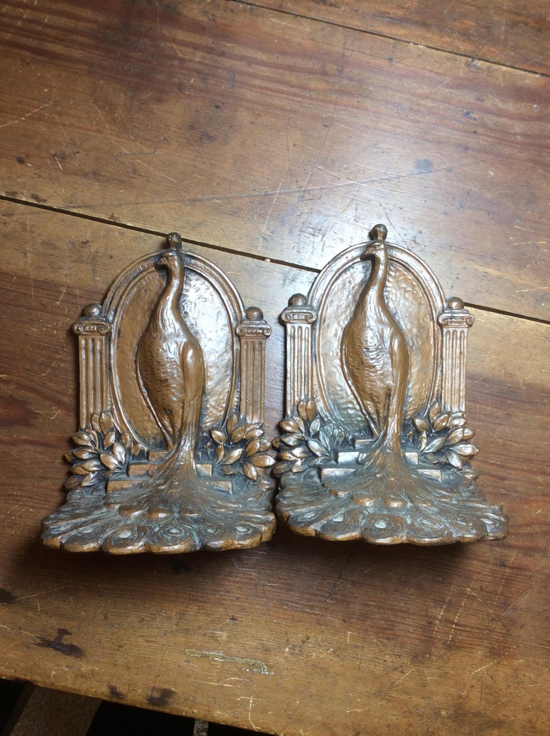 Art Nouveau Art Deco Peacock Bookends, Cast Iron Antique Bookends ...