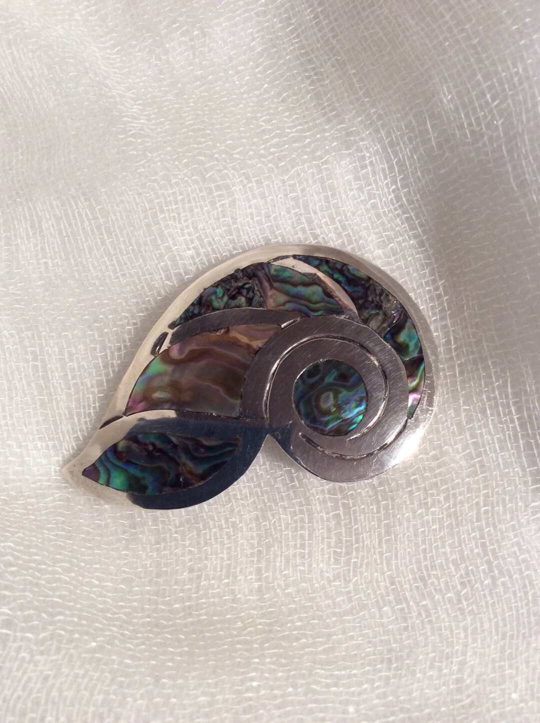 Abalone Shell Brooch, Abalone Shell Brooch, Sterling Silver Brooch ...