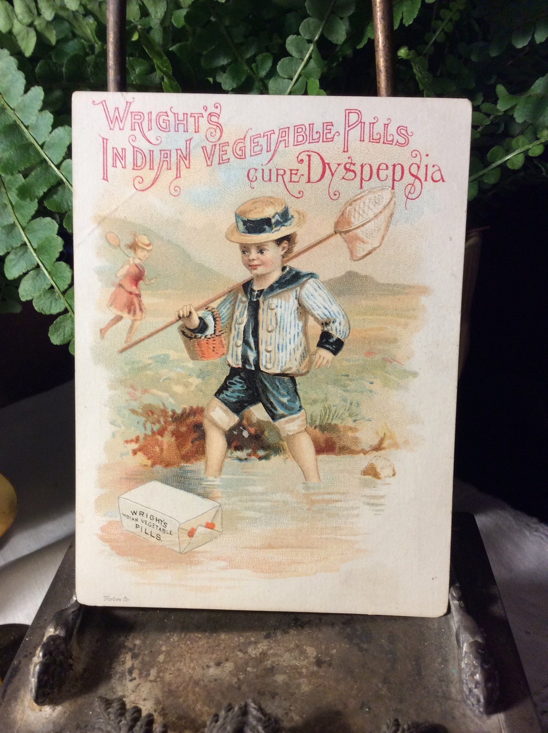Antique Lithograph Trade Card, Early 1900's Advertising for Dyspepsia ...
