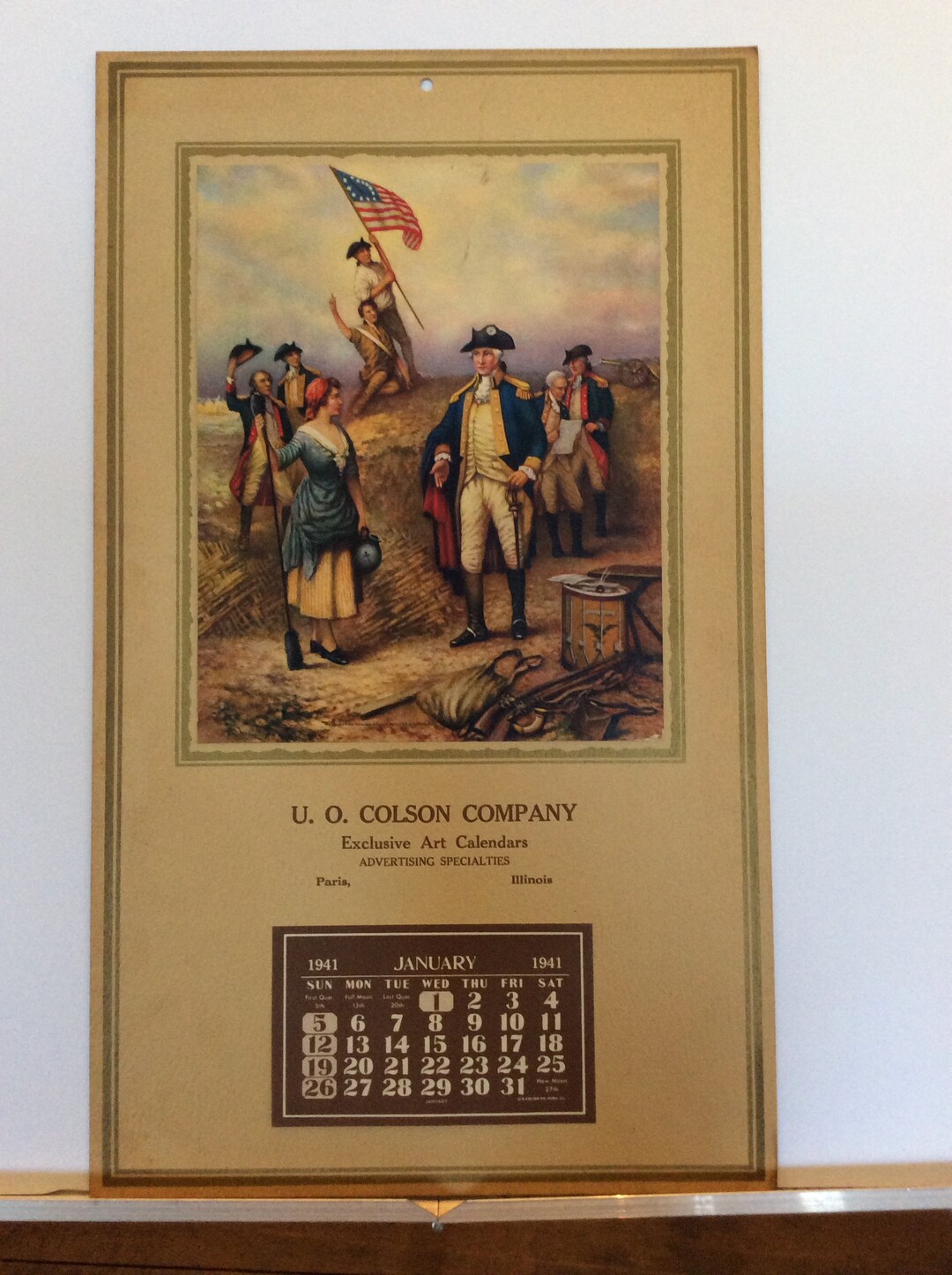 Vintage Advertising Calendar, Patriotic Lithograph, George Washington ...