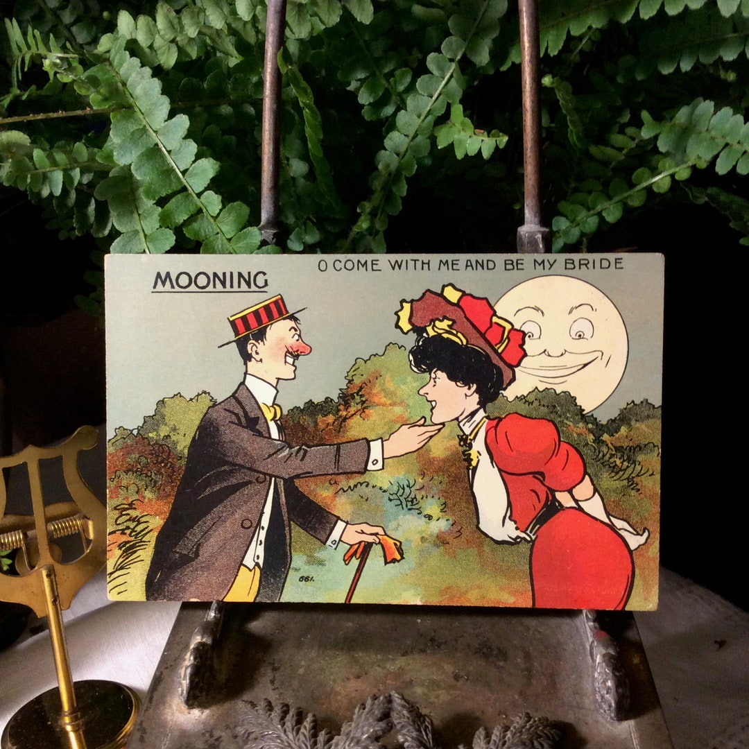 Valentine Moon Postcard, Mooning Postcard, Man in the Moon, Romance ...