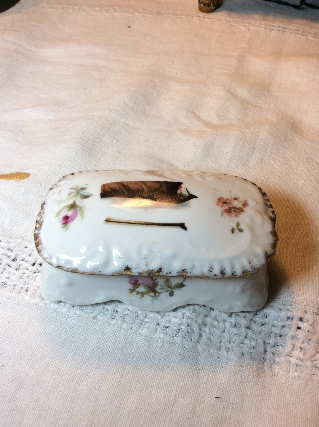 Rare Match Striker Box/ Porcelain Match Box/floral Match - Etsy
